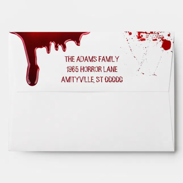 Dripping Blood Splatters Scary Halloween Party Envelope | Zazzle