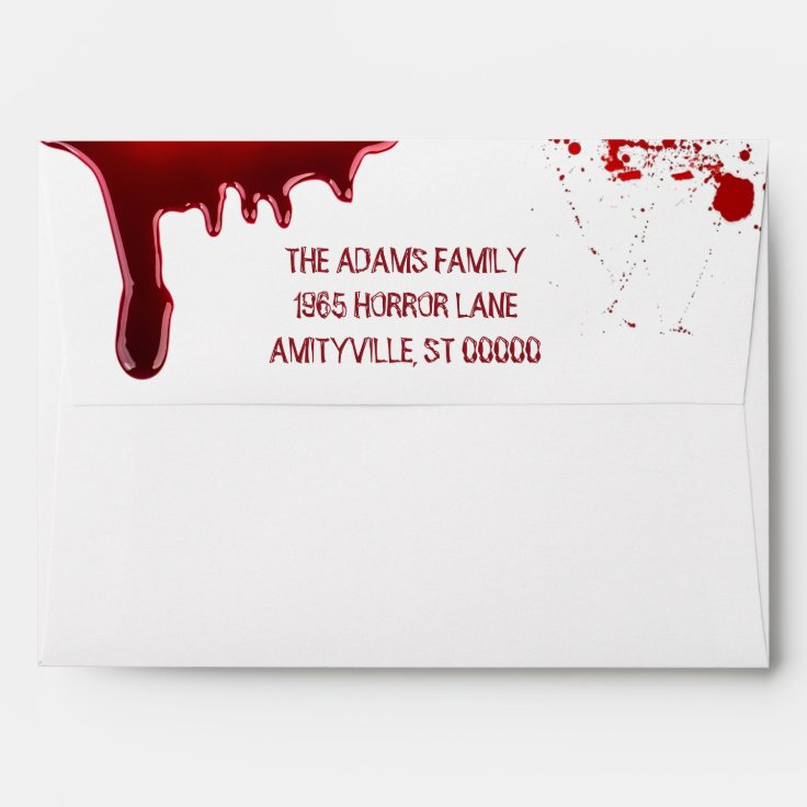 Dripping Blood Splatters Scary Halloween Party Envelope | Zazzle