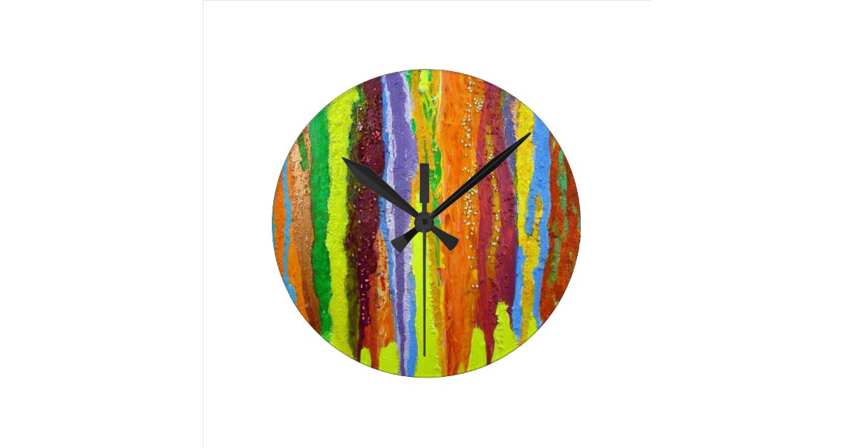 Dripping Colors Abstract Art Design Gifts Round Clock | Zazzle.com