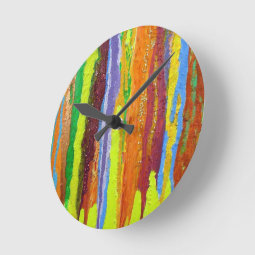 Dripping Colors Abstract Art Design Gifts Round Clock | Zazzle