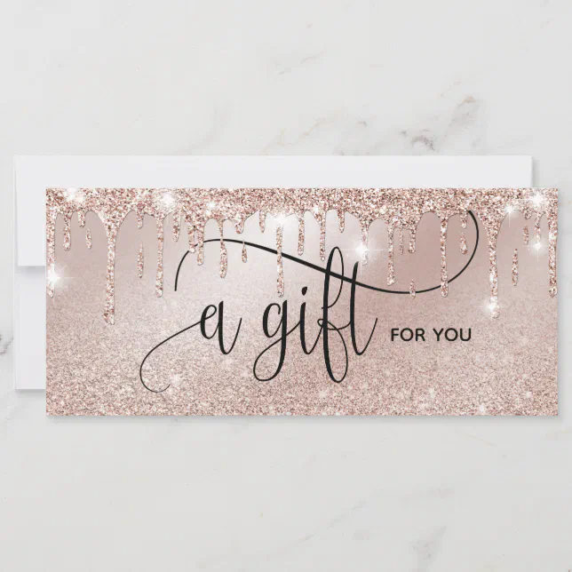 Dripping Gold Modern Blush Pink Gift Card | Zazzle
