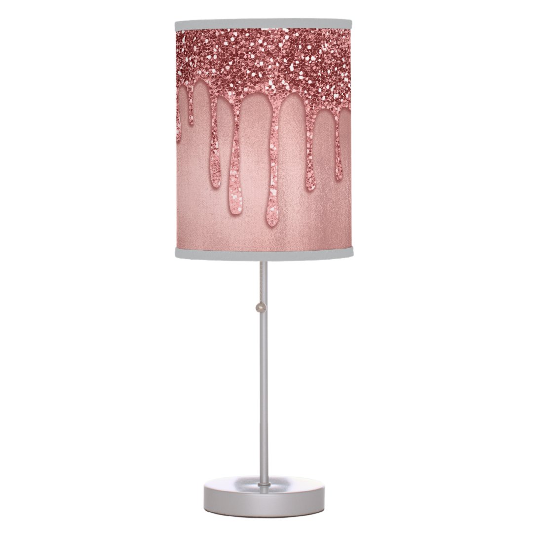 Dripping in Rose Gold Glitter Pretty Pink Drips Table Lamp | Zazzle