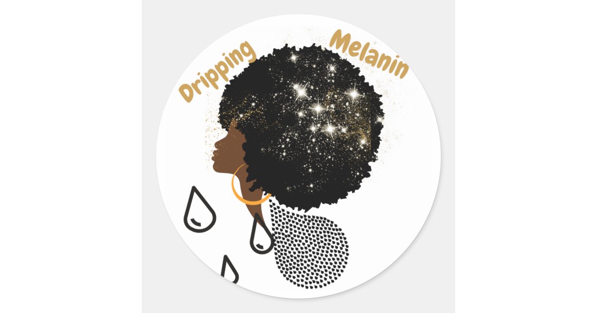 Dripping Melanin Classic Round Sticker | Zazzle