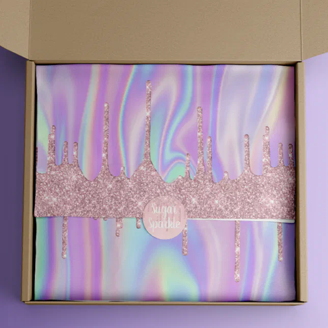 Dripping Metallic Rose Gold Glitter & Iridescent Tissue Paper | Zazzle