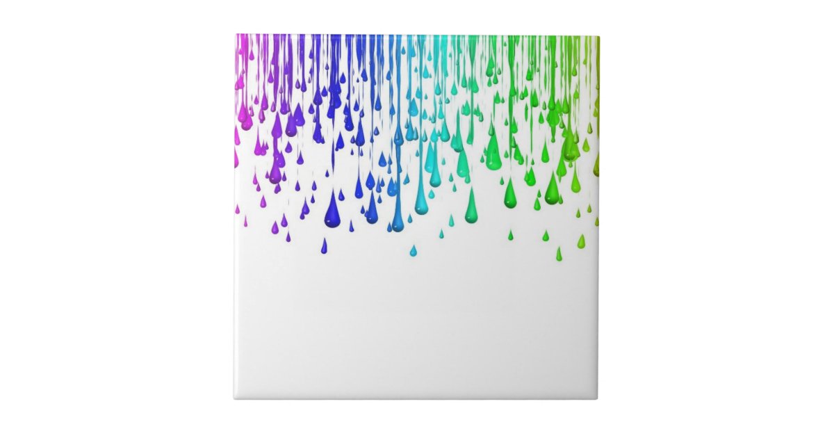 Dripping Paint Accent Tile Rainbow Colors | Zazzle