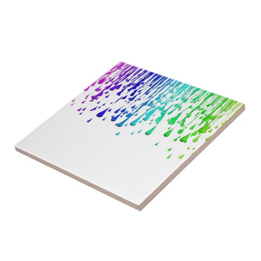 Dripping Paint Accent Tile Rainbow Colors | Zazzle
