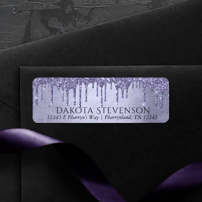 Dripping Purple Glitter | Lavender Icing Address Label | Zazzle