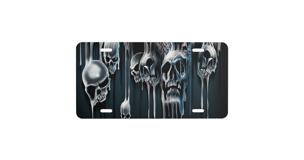 Dripping Skulls License Plate | Zazzle
