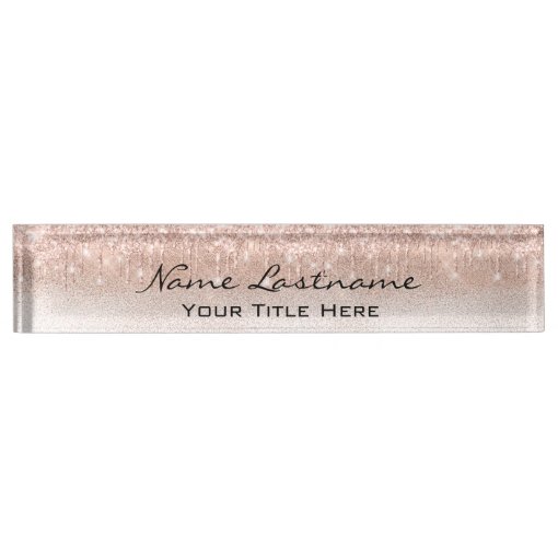 Drips Glitter Effect Rose Esthetician Beauty Spark Desk Name Plate | Zazzle