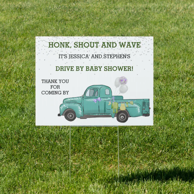 Drive By Baby Shower Cute Truck Quarantine Sign | Zazzle