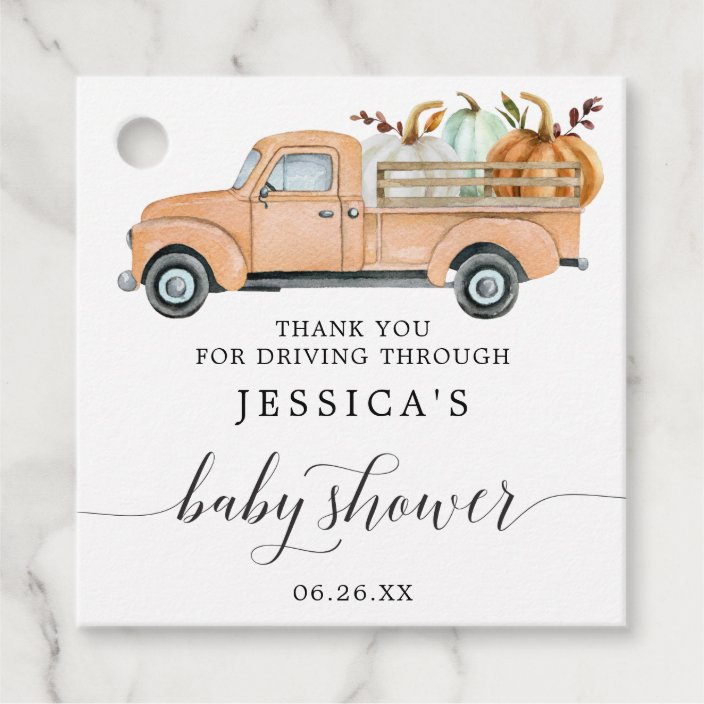 Drive-by Baby Shower Favor Tag Truck | Zazzle.com
