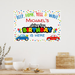 Drive by birthday parade, birthday party sign | Zazzle