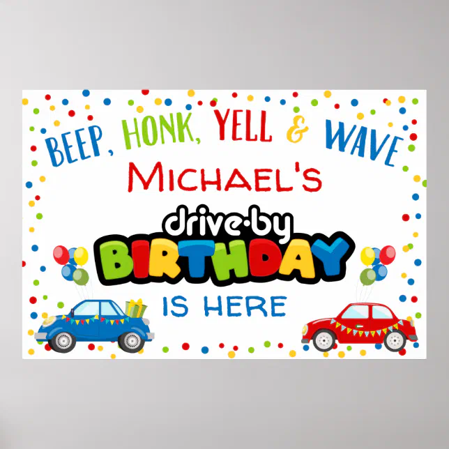 Drive by birthday parade, birthday party sign | Zazzle