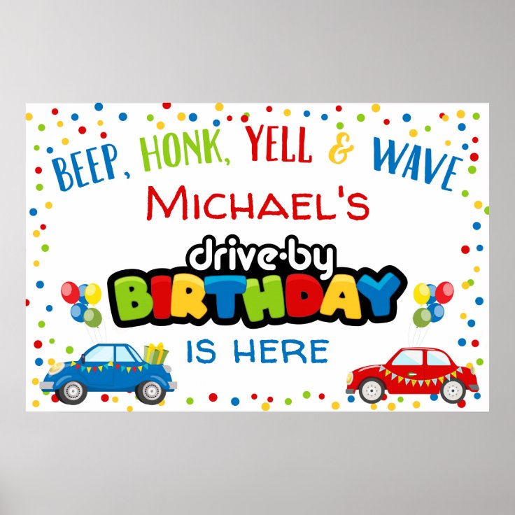 Drive by birthday parade, birthday party sign | Zazzle