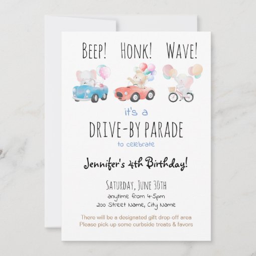Drive by Birthday Parade Invitation | Zazzle