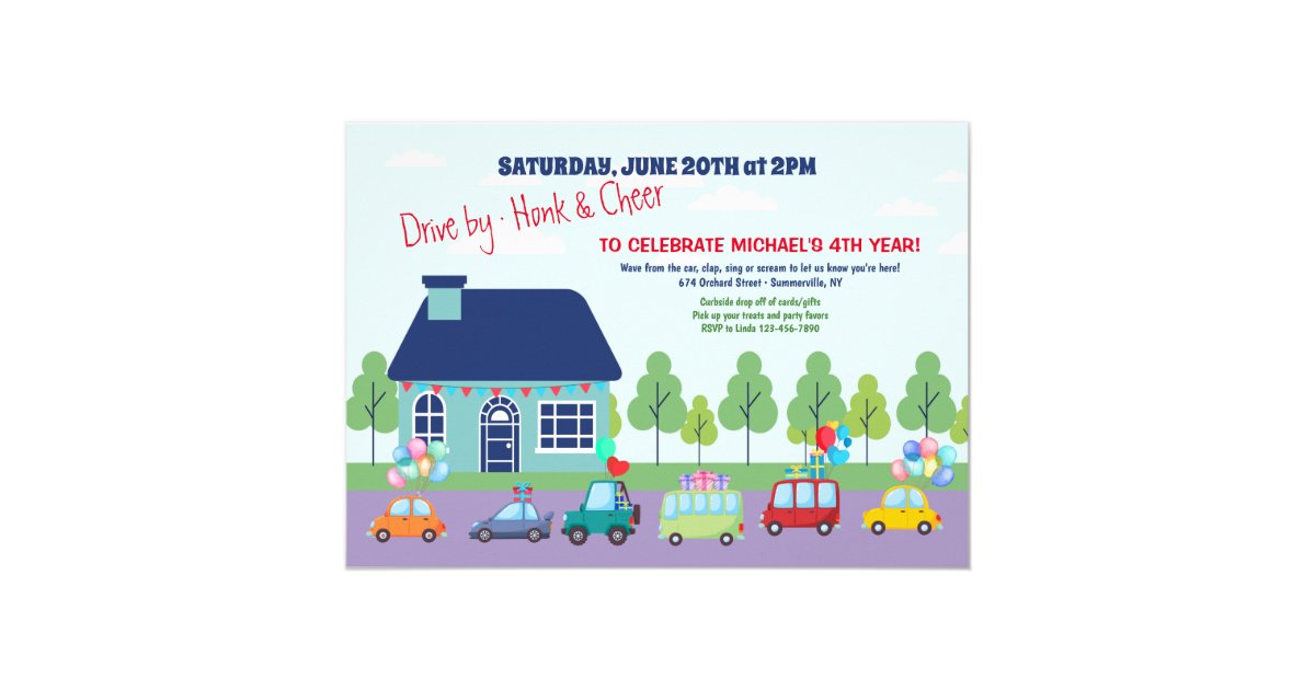 Drive By Birthday Parade Invitation | Zazzle.com