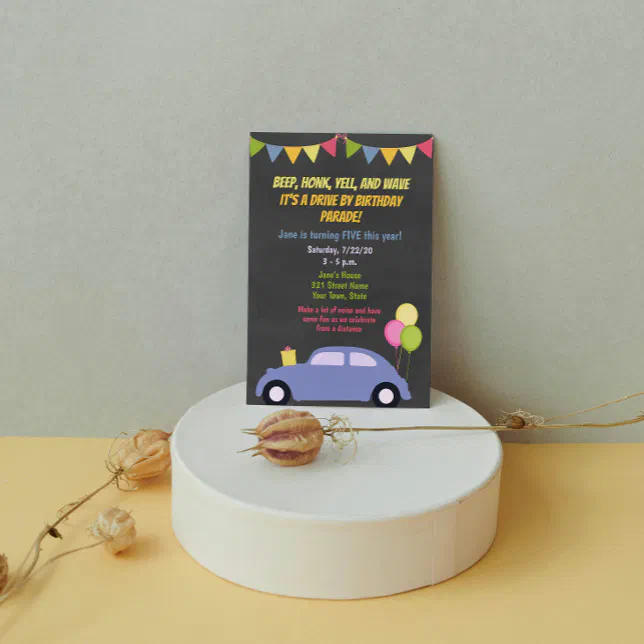 Drive By Birthday Parade Invitation | Zazzle