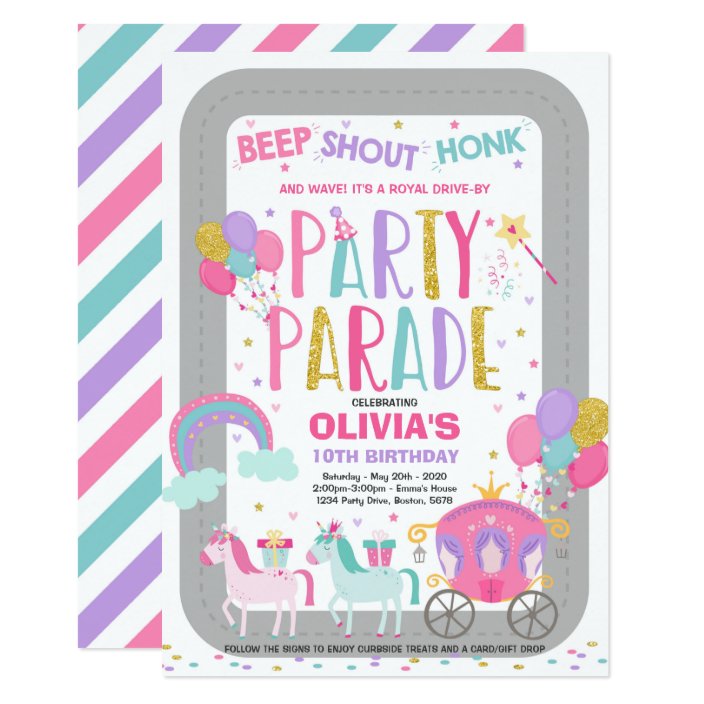 Drive By Birthday Parade Invitation Pink Princess | Zazzle.com