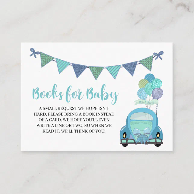 Drive By Blue Car Books for Baby Enclosure Card | Zazzle