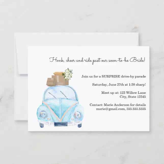 Drive By Bridal Shower invitation insert | Zazzle