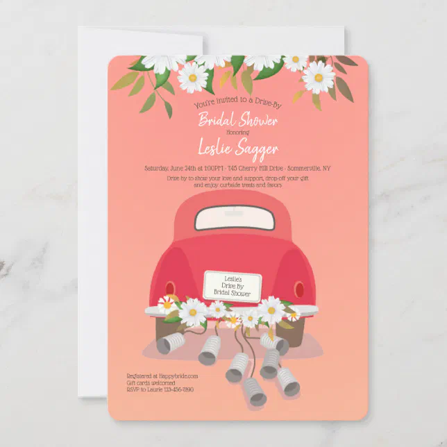 Drive By Bridal Shower Invitations | Zazzle