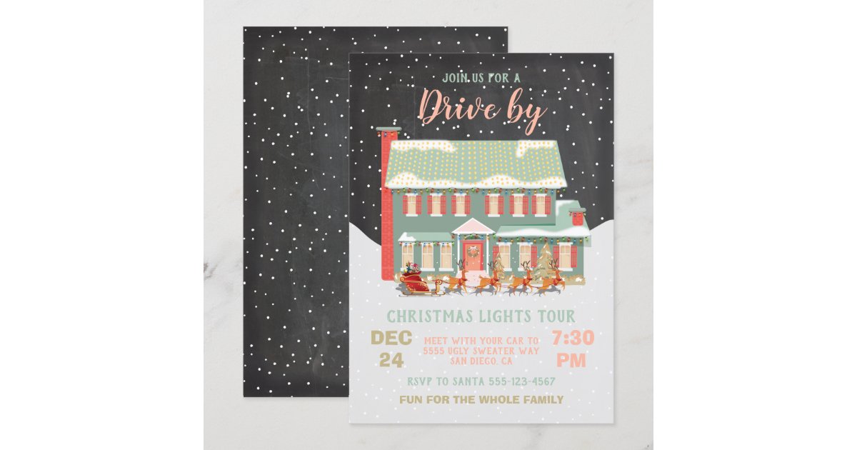 Drive by Christmas Lights Tour Party Invitation | Zazzle
