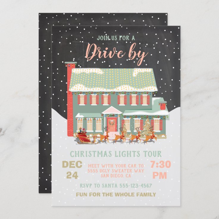 Drive by Christmas Lights Tour Party Invitation | Zazzle