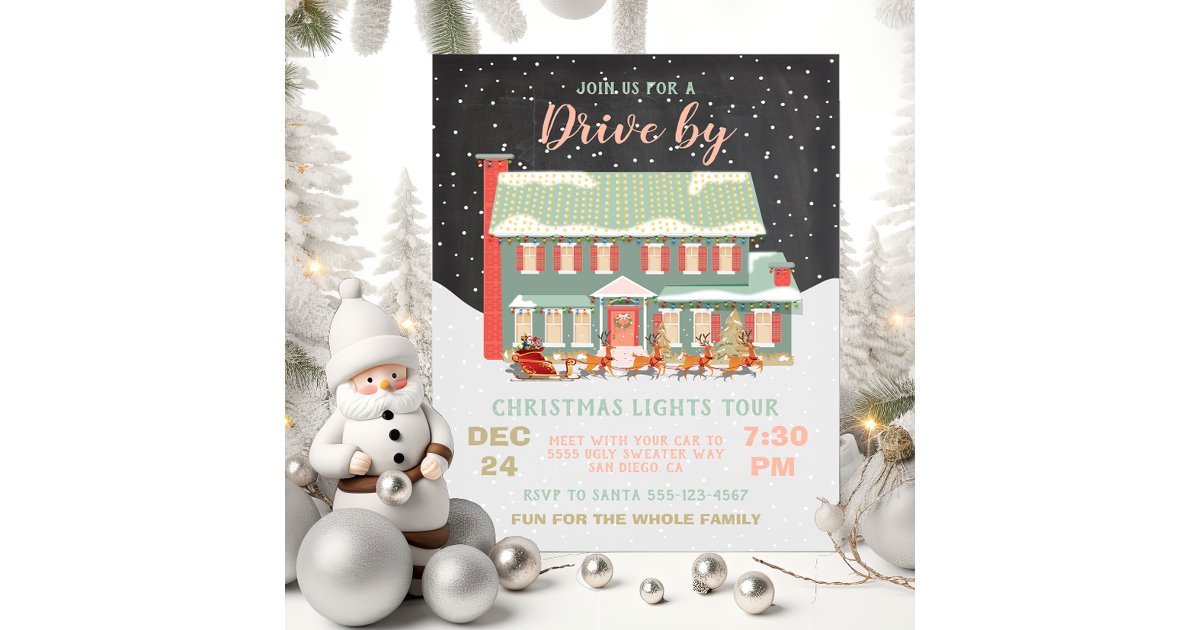Drive by Christmas Lights Tour Party Invitation | Zazzle
