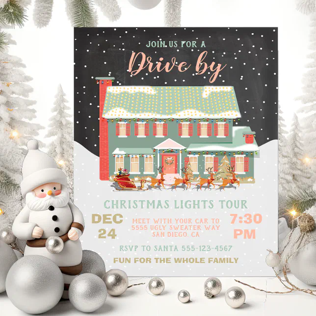 Drive by Christmas Lights Tour Party Invitation | Zazzle