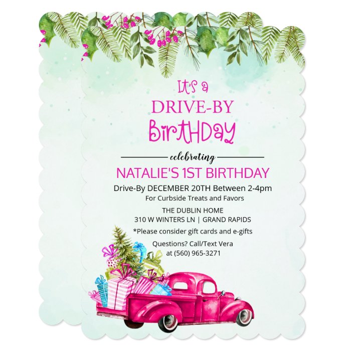 Drive By Drive Through Drive Thru Birthday Invitation | Zazzle.com
