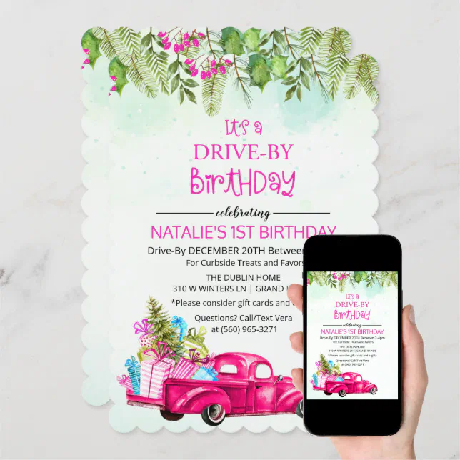 Drive By Drive Through Drive Thru Birthday Invitation | Zazzle