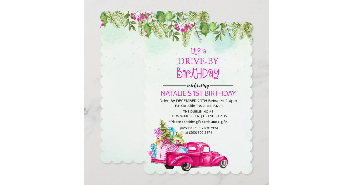 Drive By Drive Through Drive Thru Birthday Invitation | Zazzle