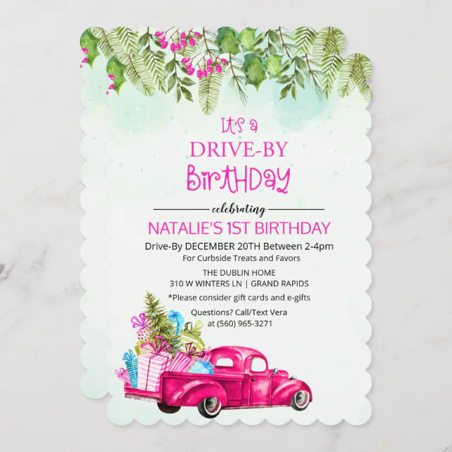 Drive By Drive Through Drive Thru Birthday Invitation | Zazzle