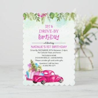 Drive By Drive Through Drive Thru Birthday Invitation | Zazzle