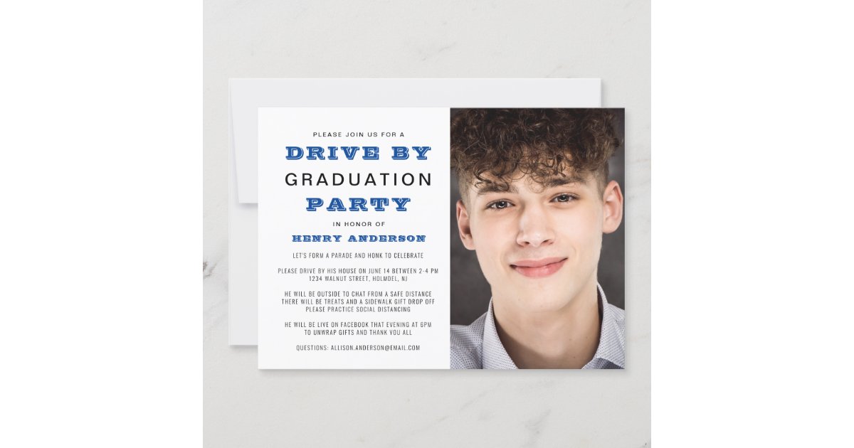 Drive By Graduation Party Simple Photo Invitation | Zazzle.com