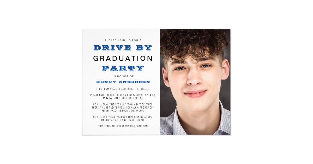 Drive By Graduation Party Simple Photo Invitation | Zazzle.com