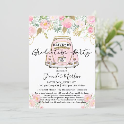 Drive By Graduation Party Virtual Invitation | Zazzle