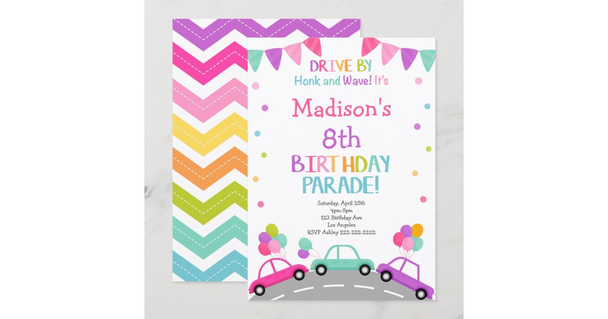 Drive by Invitation, Birthday Parade Invitation | Zazzle