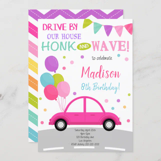 Drive By Invitation, Birthday Parade Invites | Zazzle
