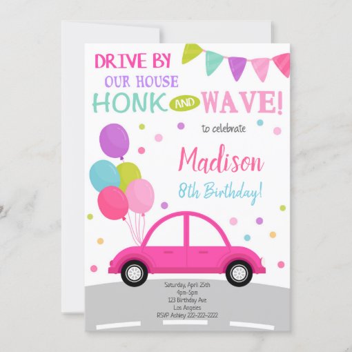 Drive By Invitation, Birthday Parade Invites | Zazzle