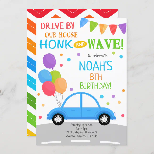 Drive By Invitation, Boy Birthday Parade Invites | Zazzle