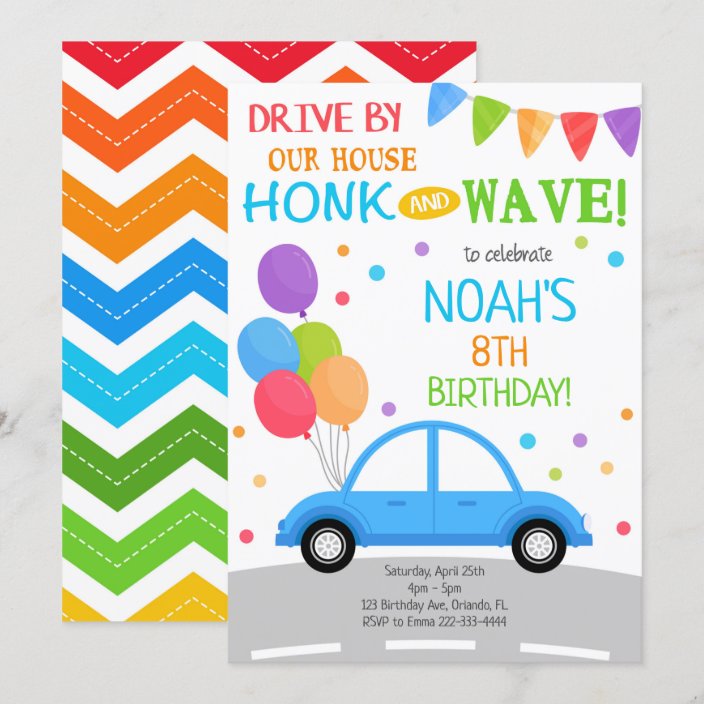 Drive By Invitation, Boy Birthday Parade Invites | Zazzle