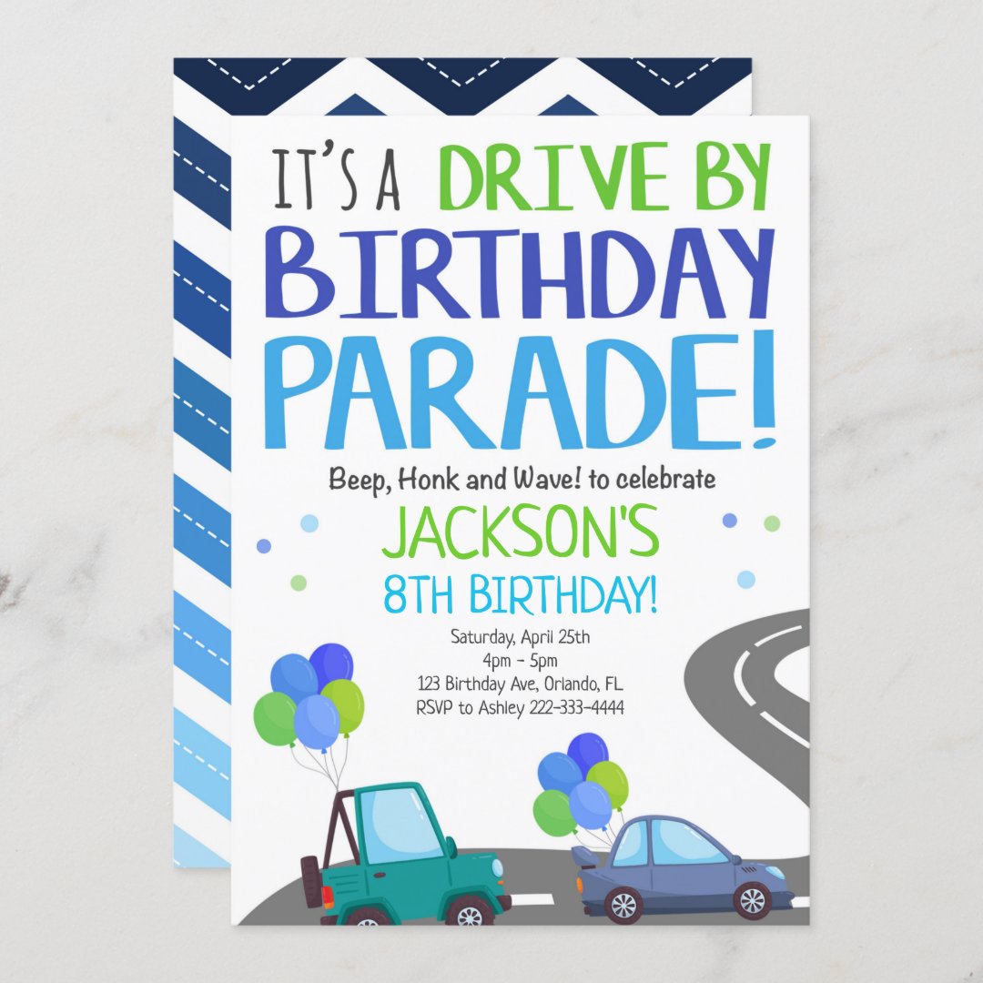 Drive By invites, Birthday parade Invitation | Zazzle