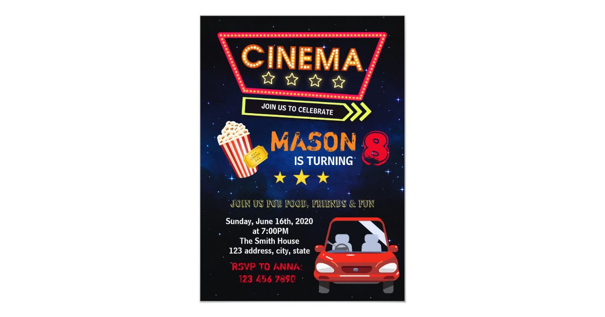 Drive in movie party invitation | Zazzle.com