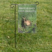 Drive Slowly Fawn Crossing Baby Deer Warning Garden Flag | Zazzle