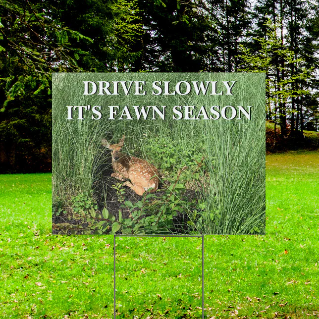 Drive Slowly Fawn Season Baby Deer Warning Yard Sign | Zazzle