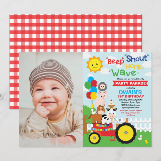 Drive Through Birthday Parade Farm Party Animals Invitation | Zazzle