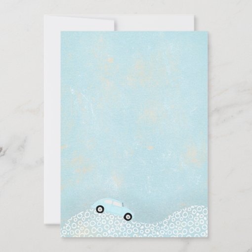 Drive through blue car baby shower invitation | Zazzle
