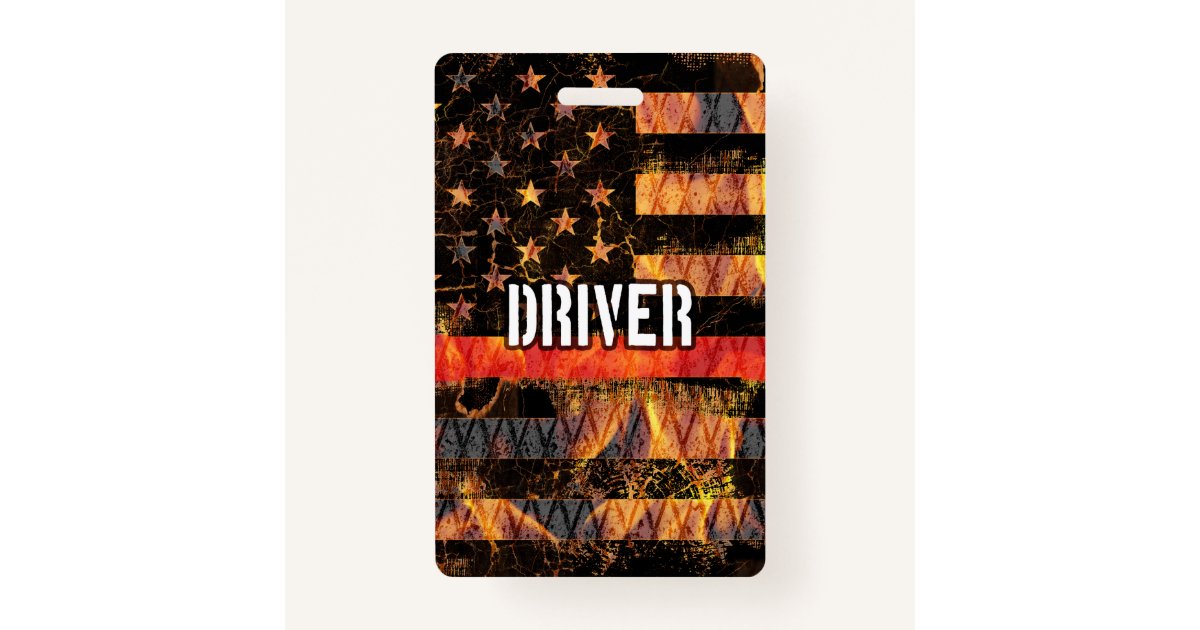 Driver Firefighter Flag Badge | Zazzle