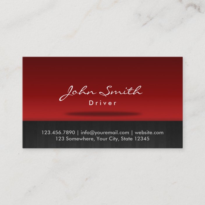 Driver Stylish Red Stage Professional Business Card | Zazzle.com